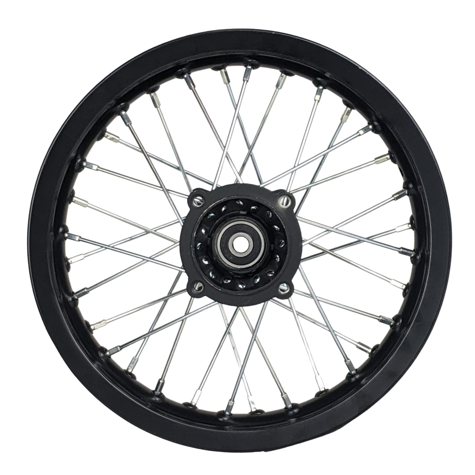 12" x 1.60 Black Front Wheel Rim Assembly with 32 Spokes, 12mm ID ...