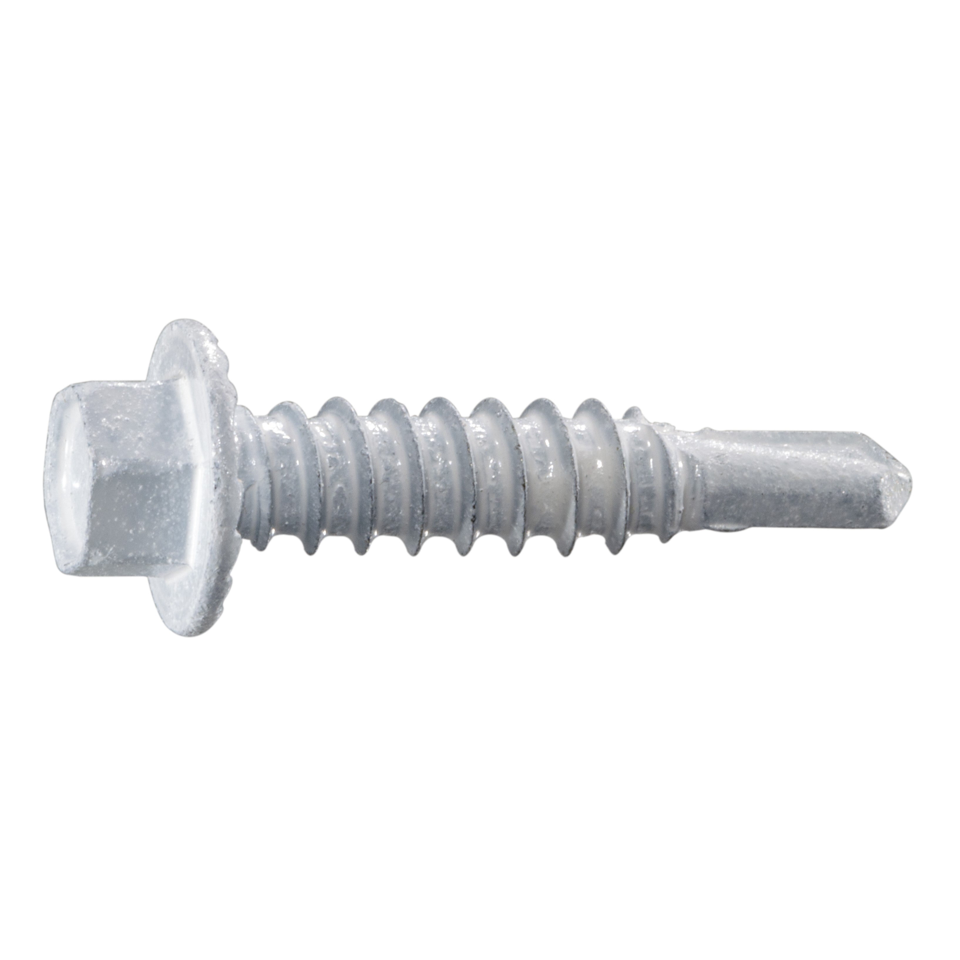 #12 x 1" White Ruspert Coated Hex Washer Head Self-Drilling Screws (100 ...