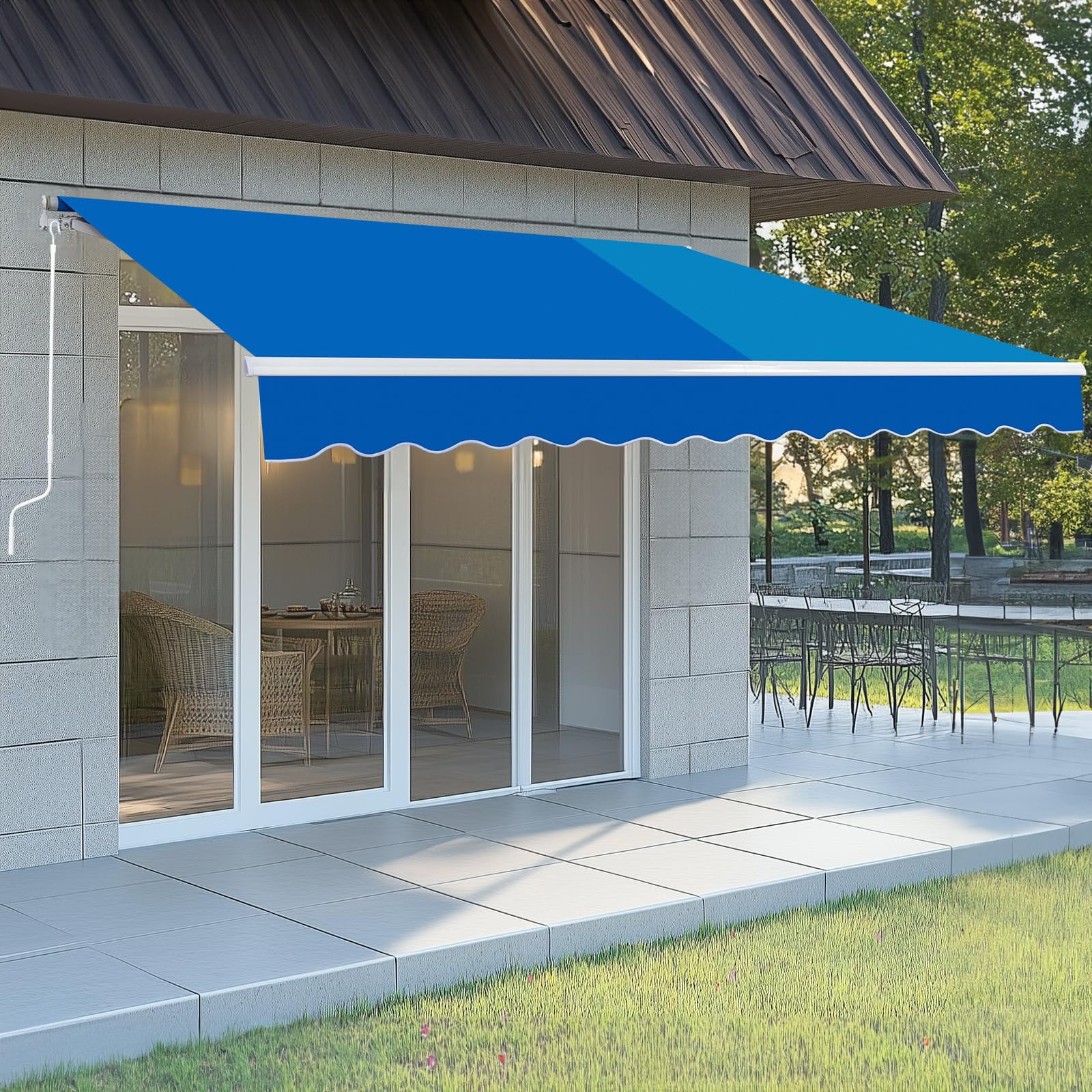 12 x 10 FT Patio Awning Canopy UV and Water-Resistant Fabric, Outdoor ...