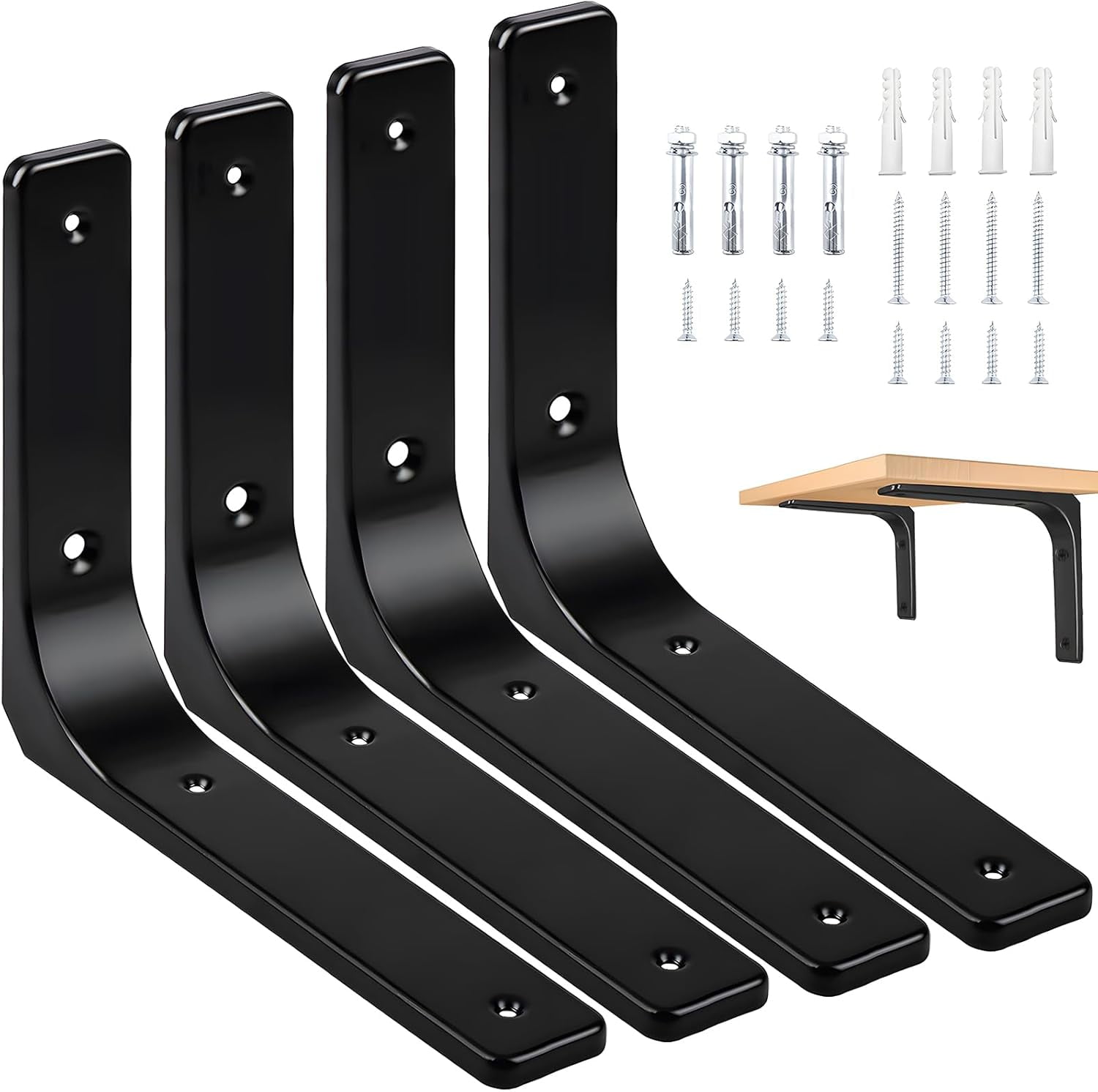 12" x 10" Metal Shelf Brackets, Heavy Duty L Hanging Angle Brackets ...