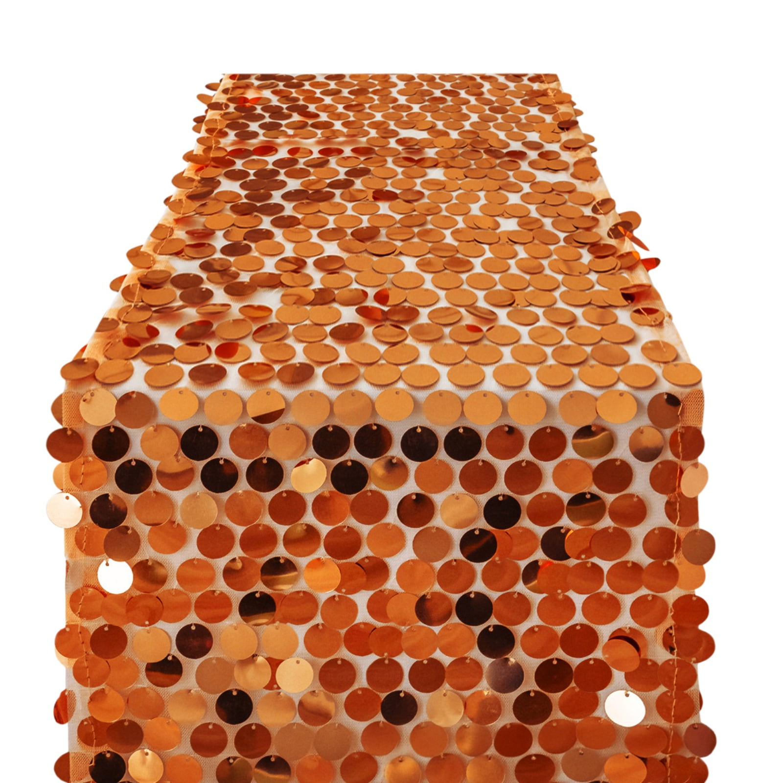 12 x 108 Inch Sequin Table Runner, Rose Gold Glitter Premium Big Sequin Table Runner, Rectangle ...