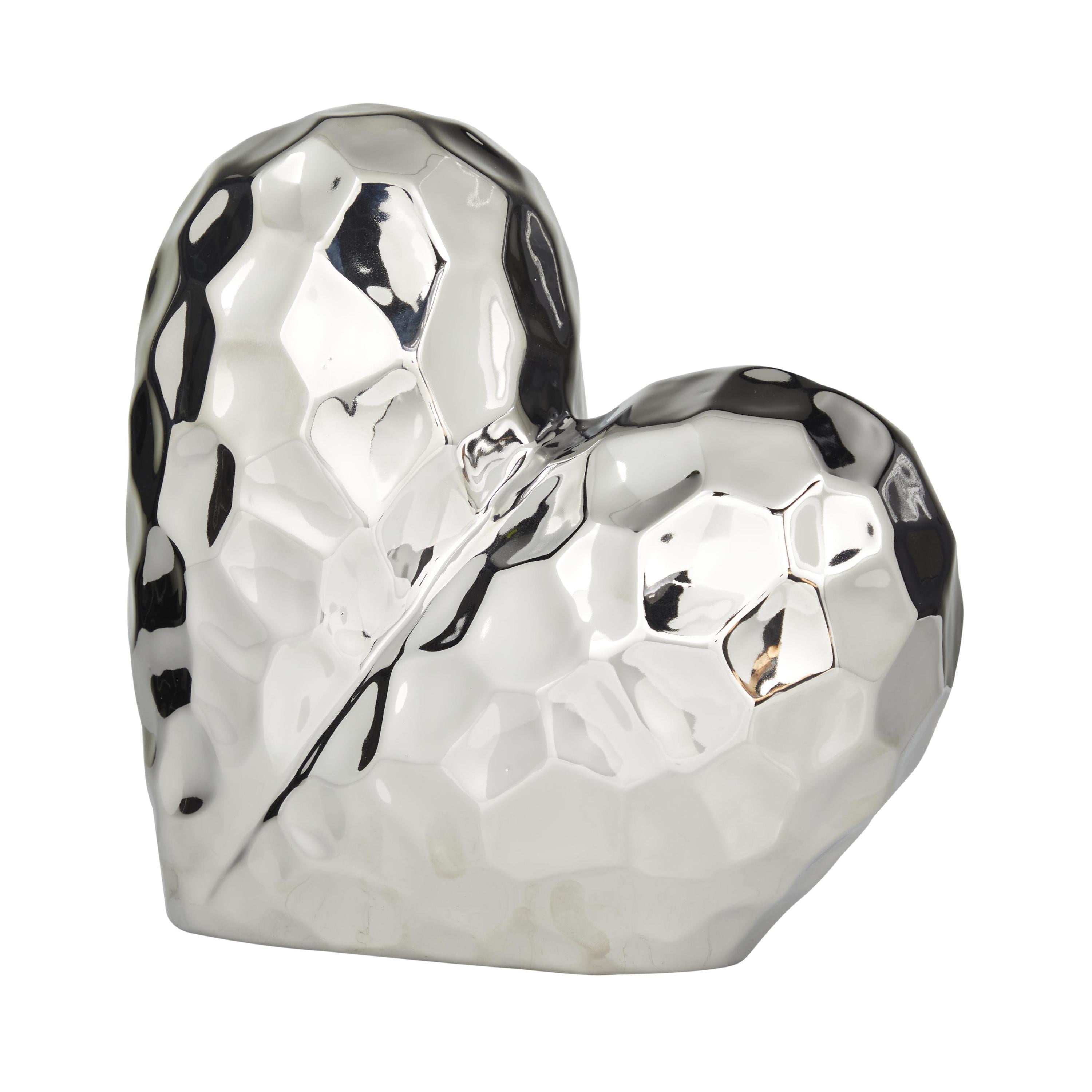 12" x 11" Silver Porcelain Ceramic Dimensional Angled Origami Inspired ...