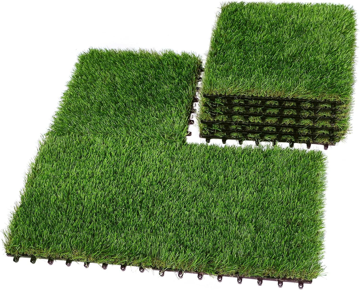 12" x 12" Artificial Grass Turf Tiles 9 Pack, Fake Grass Carpet for ...