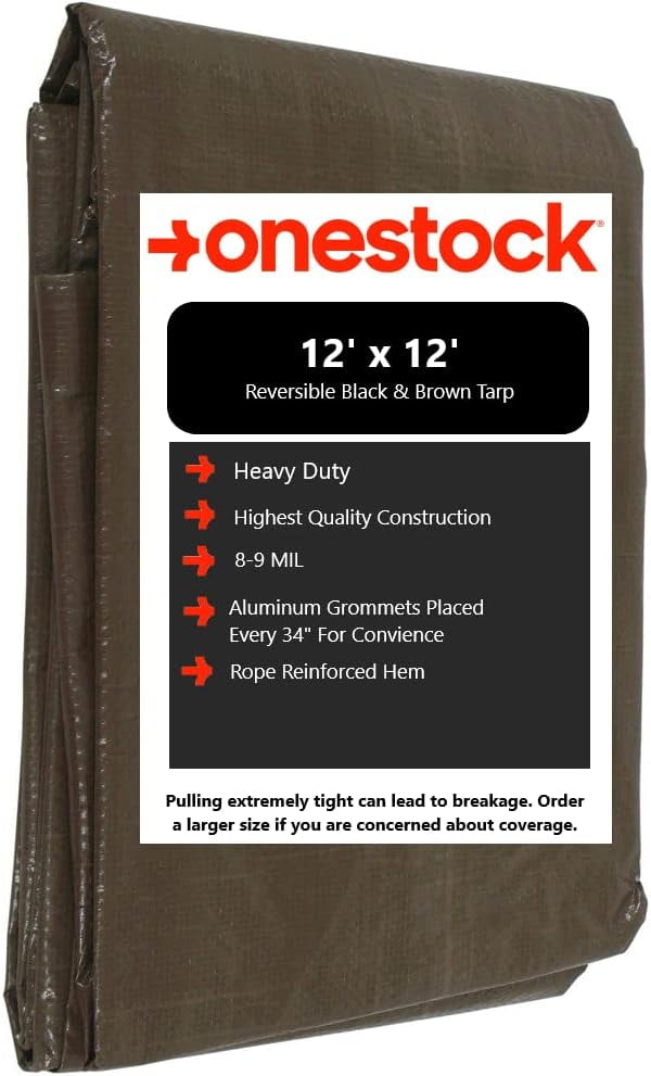 12' x 12' Brown/Black Reversible Weatherproof & Multi-Purpose Medium ...