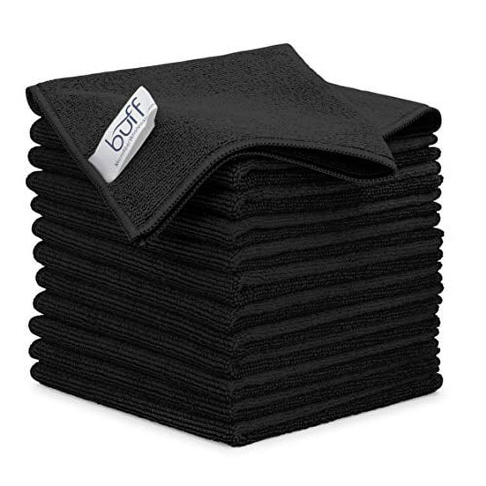 12" x 12" Buff Pro Multi-Surface Microfiber Cleaning Cloths | Black ...