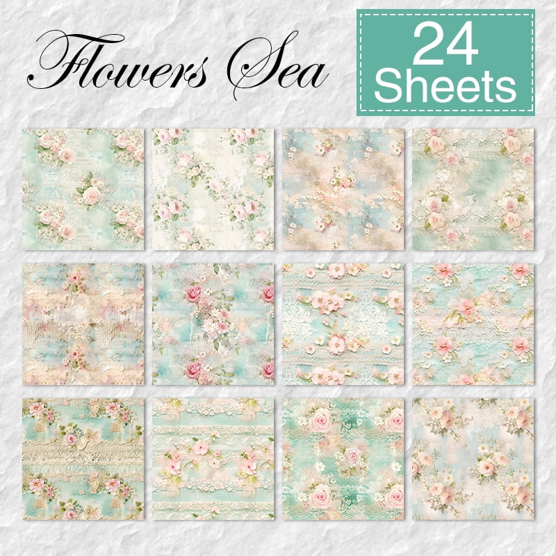 12 x 12 Inch Scrapbook Paper Junk Journal Supplies, 24 Sheets Vintage ...