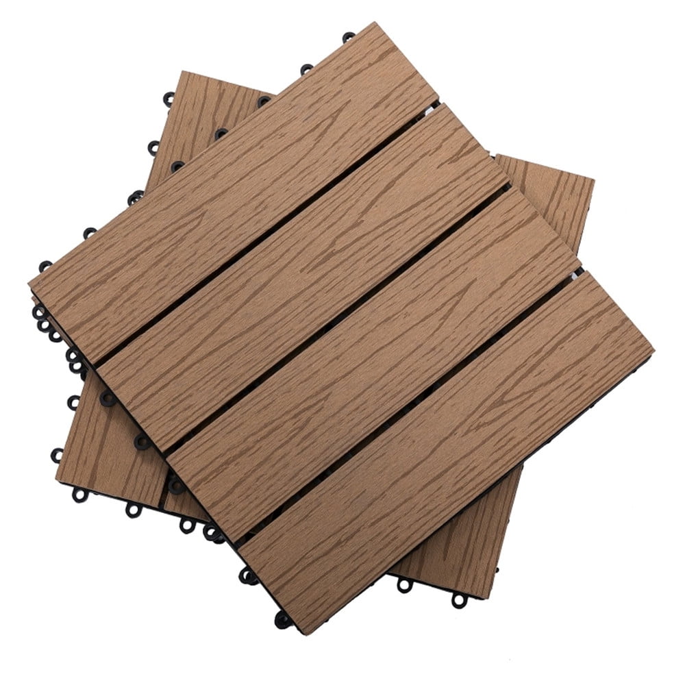 12" x 12" Interlocking Deck Tiles, Pack of 11 Outdoor Flooring Patio ...