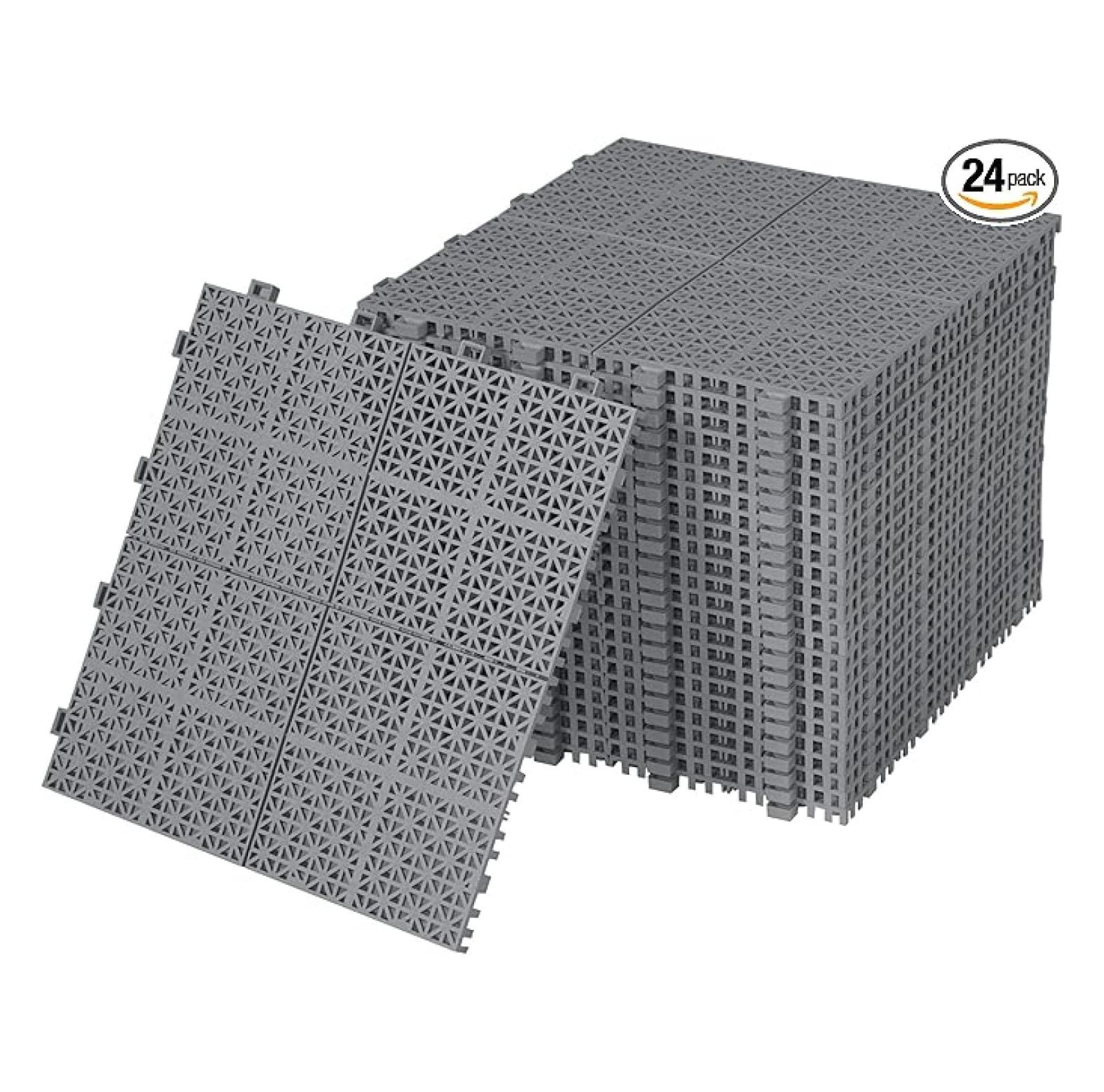 12” x 12” Modular Interlocking Cushion, 24 Pack Drainage Interlocking ...