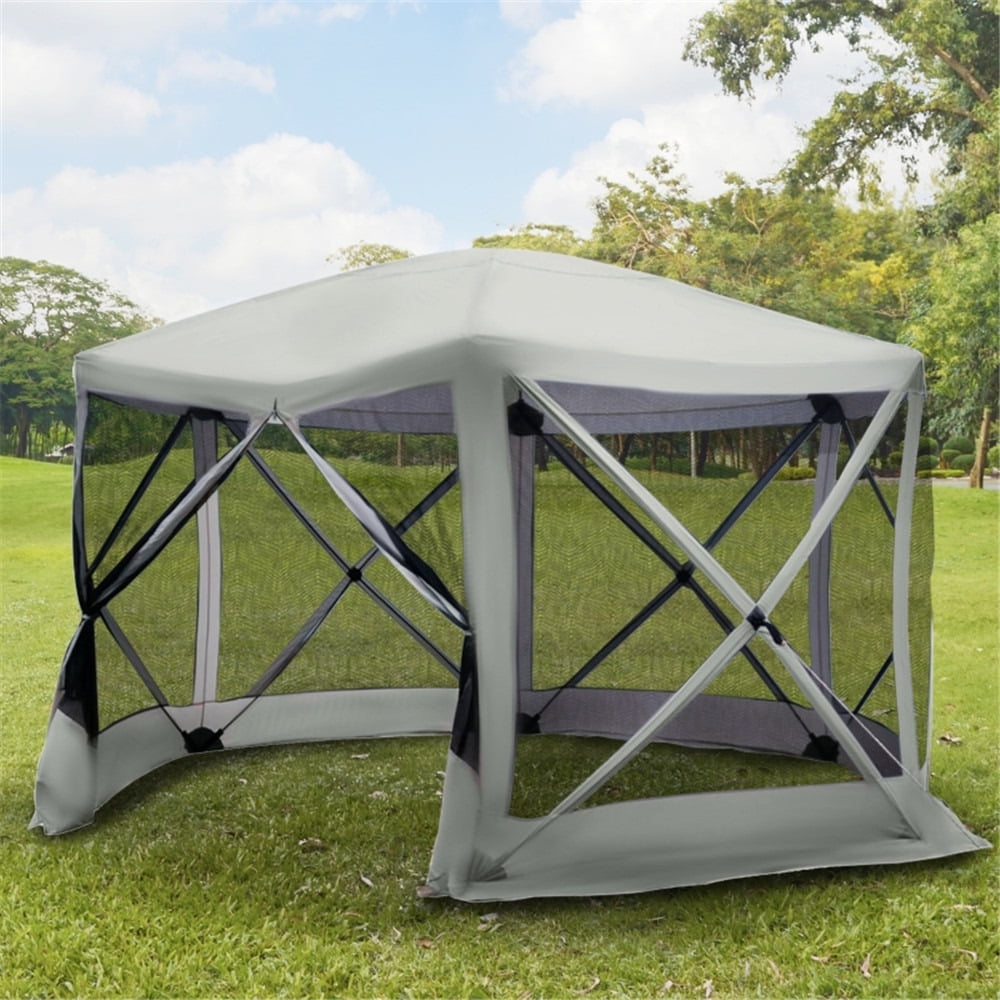 12' x 12' Pop Up Tent, Hexagon Screen House Portable Gazebo Canopy ...