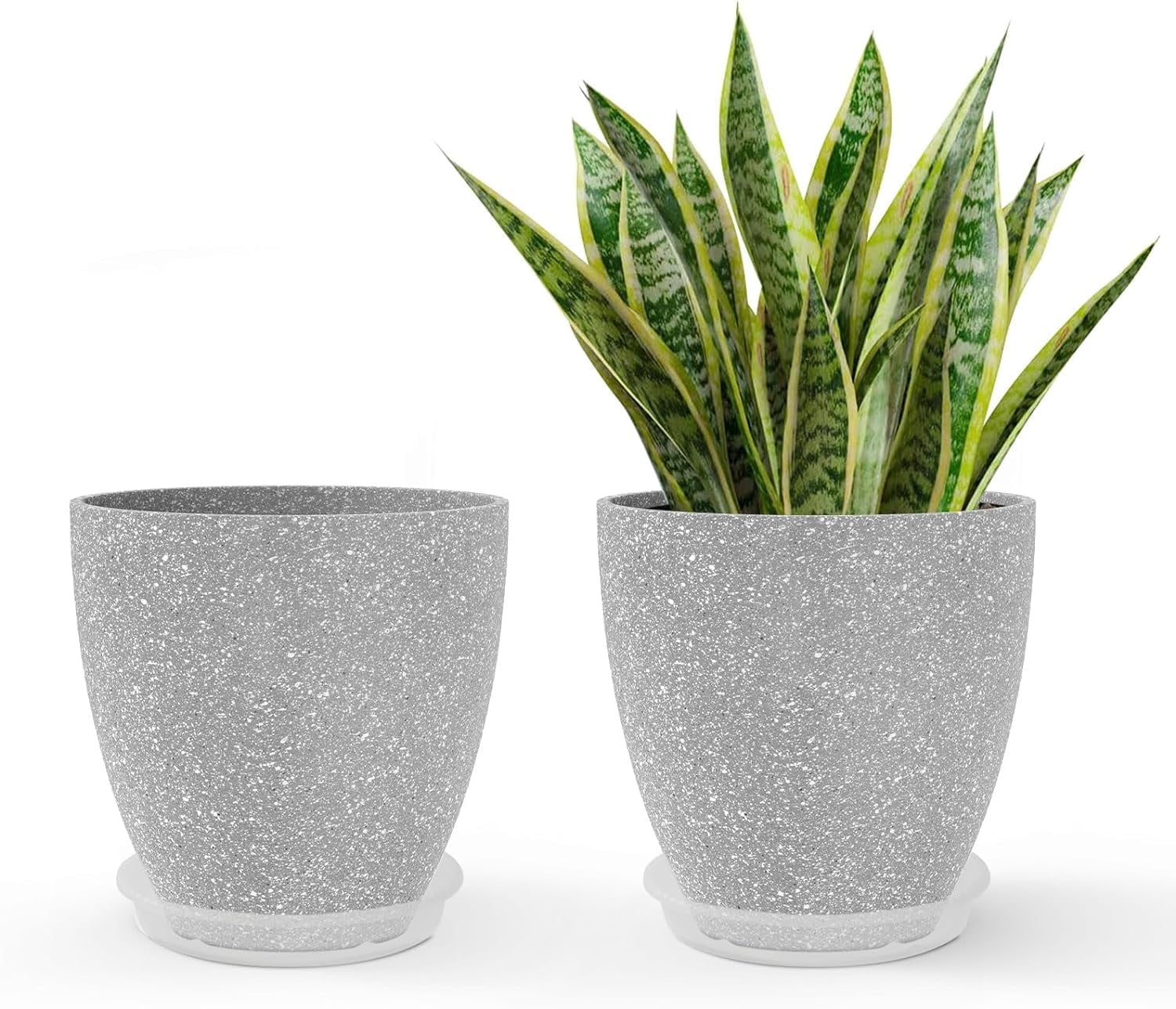 12" x 12" Round Gray PVC and Stone Planter with Drainage Holes (2 Count ...