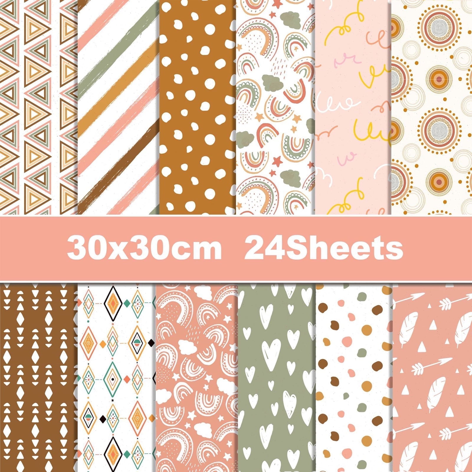 12'' x 12'' Scrapbook Paper, 24 Sheets Double Sided Printing Decorative ...