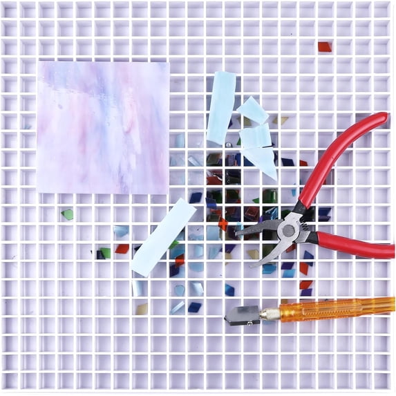 12'' x 12'' Stained Glass Cutting Mat with Tray for Easy Glass Cutting ...