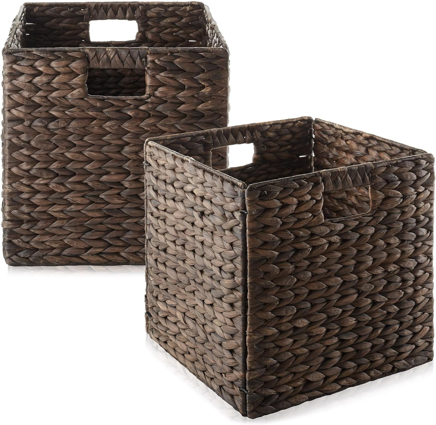12" x 12" Water Hyacinth Storage Baskets, Espresso - Set of 2 ...