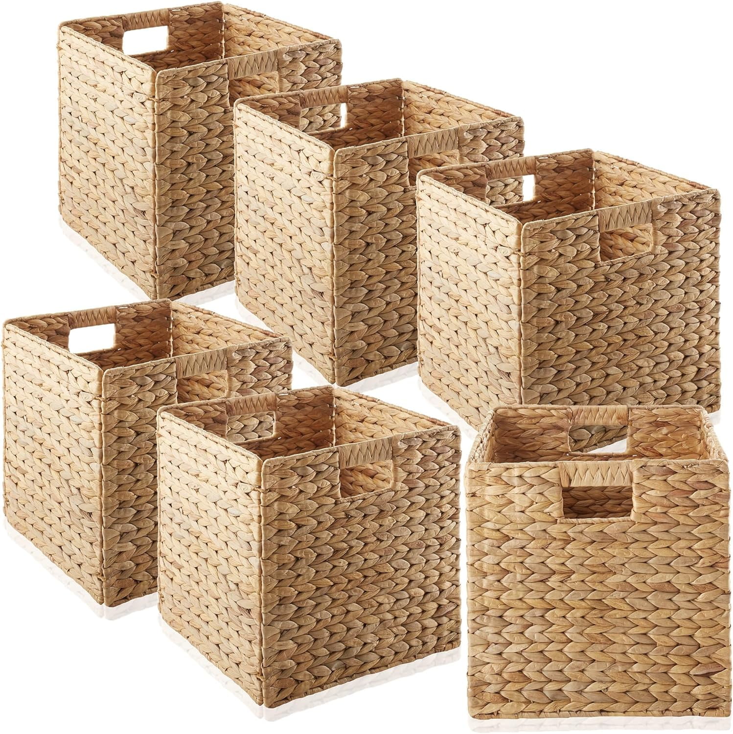12" x 12" Water Hyacinth Storage Baskets, Natural - Set of 6 ...