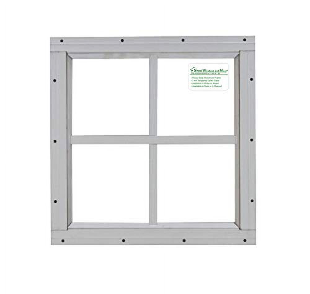 12" x 12" White Flush Mount Shed Window Tempered Safety Glass Aluminum ...