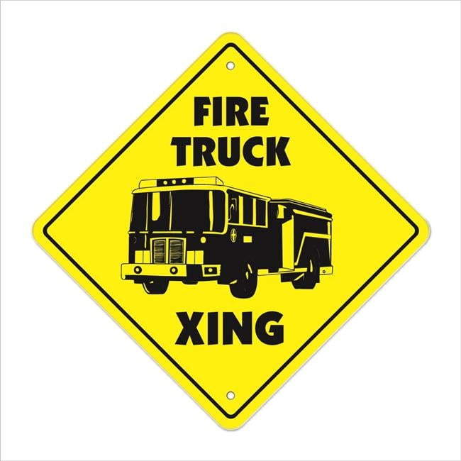 12 x 12 in. Firetruck Crossing Zone Xing Sign - Walmart.com