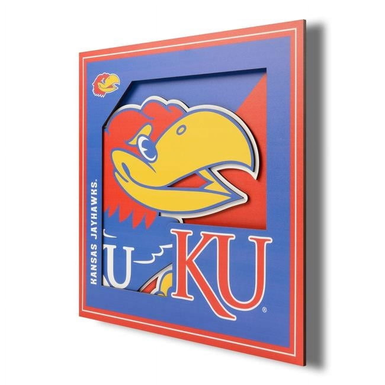 12 x 12 in. Kansas Jayhawks 3D Logo Series Wall Art, Multi Color ...