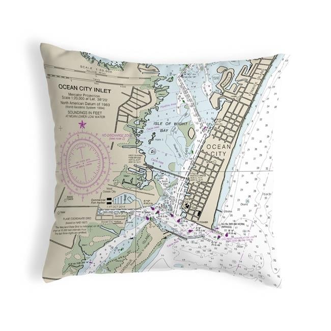 12 x 12 in. Ocean City Inlet, VA Nautical Map Non-Corded Indoor ...