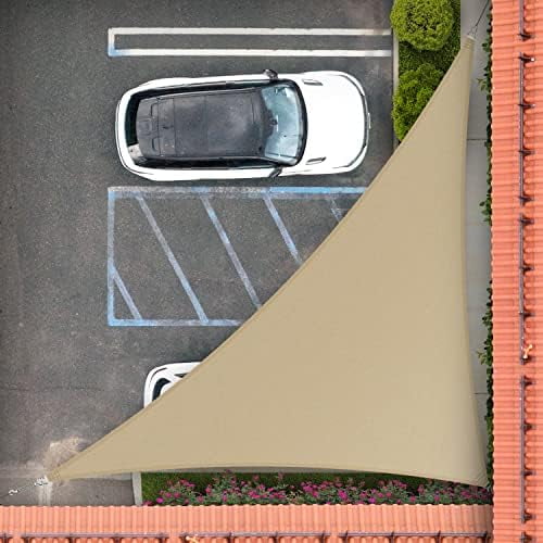 12' x 12' x 17' Sand Beige Right Triangle Sun Shade Sail Canopy Outdoor ...