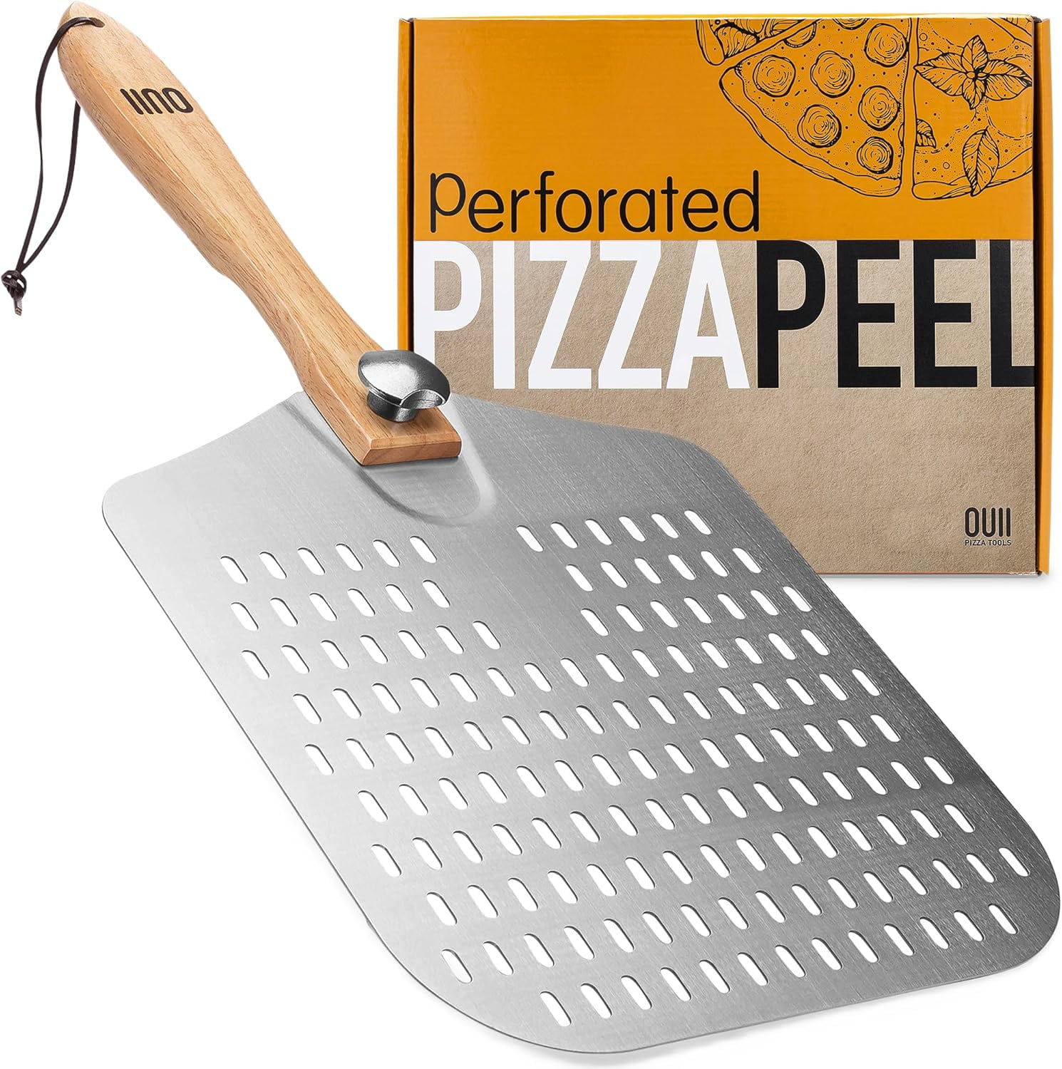 12 x 14 Inch Perforated Pizza Peel - Aluminum Metal Baking Peel with ...