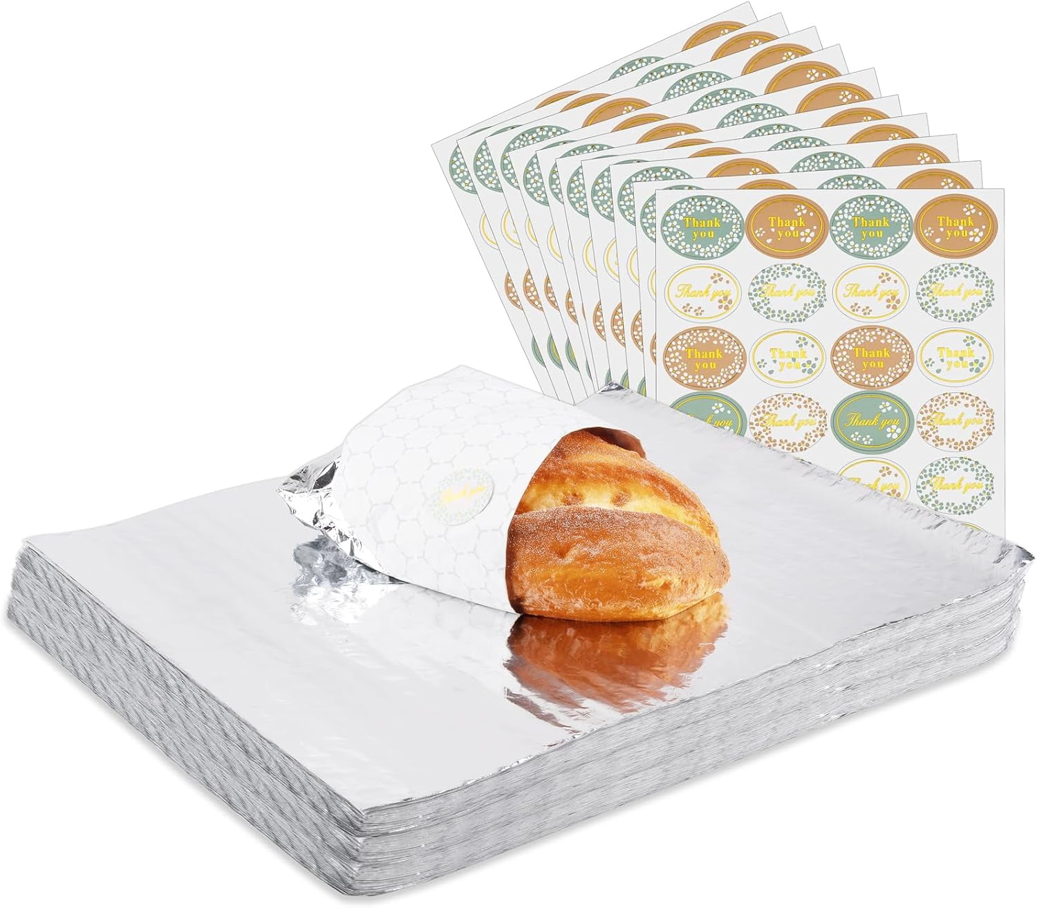 12" x 14" Pre-Cut Insulated Sandwich Wrap Paper with Stickers, 200 Pack ...