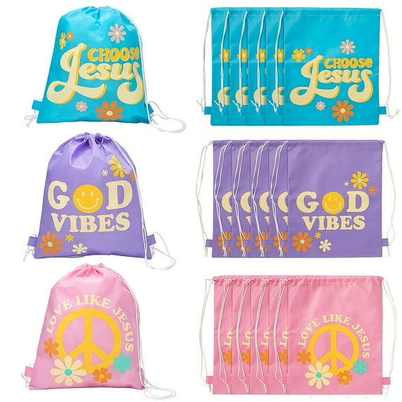 12" x 15" Medium Nonwoven Religious Kindness Drawstring Bags – 12 ...