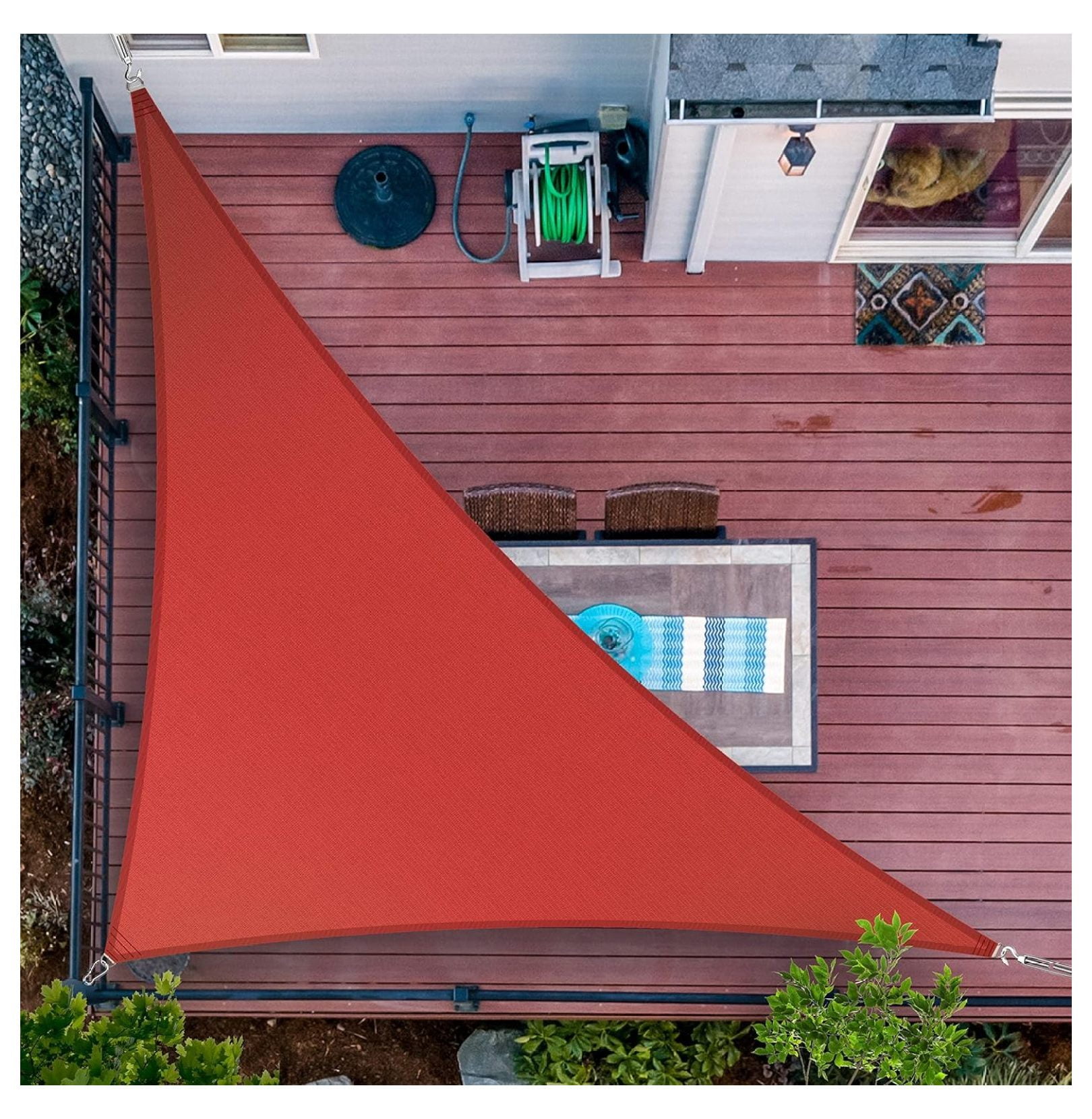 12' x 15' x 19.2' Red Sun Shade Sail UPF50 Right Triangle smTAPRT18 Canopy Fabric Cloth Screen ...