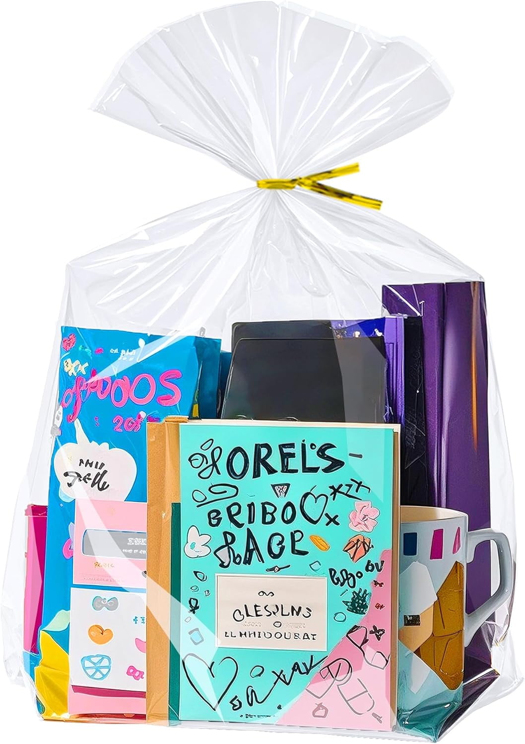12"x 16", 100Pcs Bottom Gusset Bags, Clear Plastic Cellophane Mug Treat ...