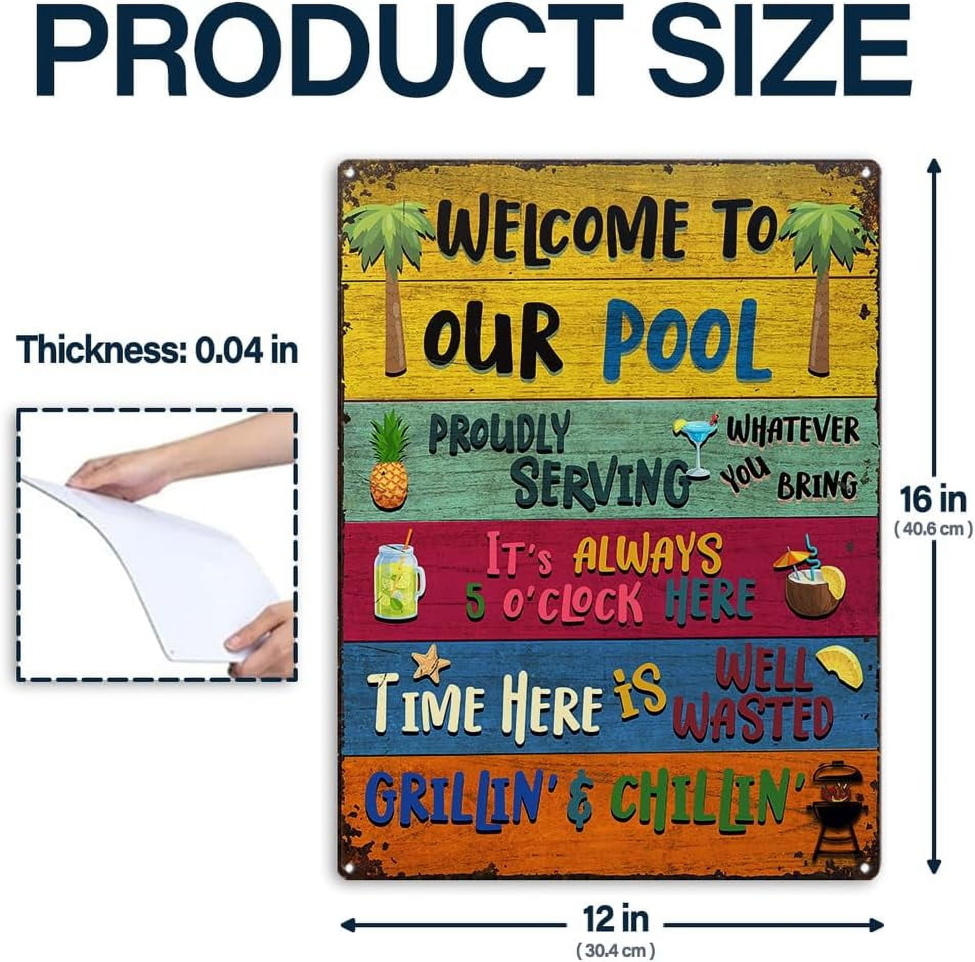 - 12"x 16" Bigger Size - Welcome to our Pool Sign - Pool Decor for Home ...