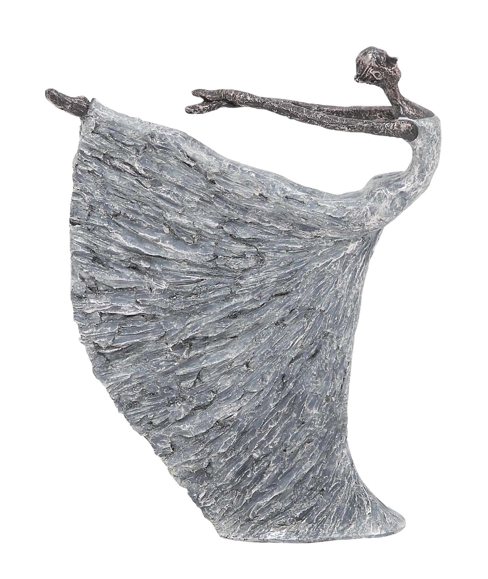 12" x 16" Gray Polystone Dancer Sculpture, by DecMode - Walmart.com
