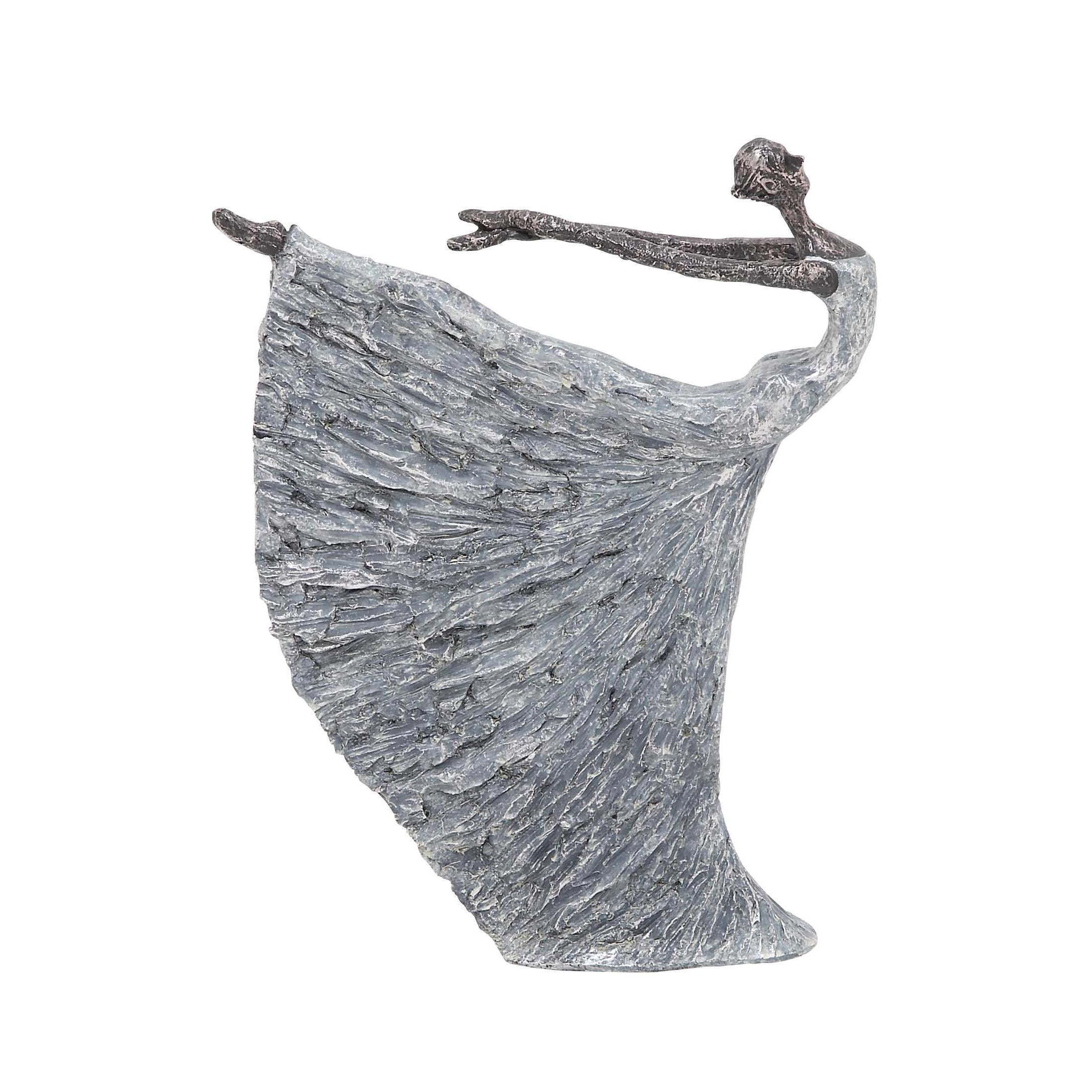 12" x 16" Gray Polystone Dancer Sculpture, by DecMode - Walmart.com