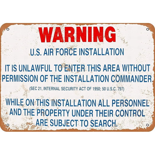 12 x 16 Metal Sign - Warning US Air Force Installation - Vintage Wall ...
