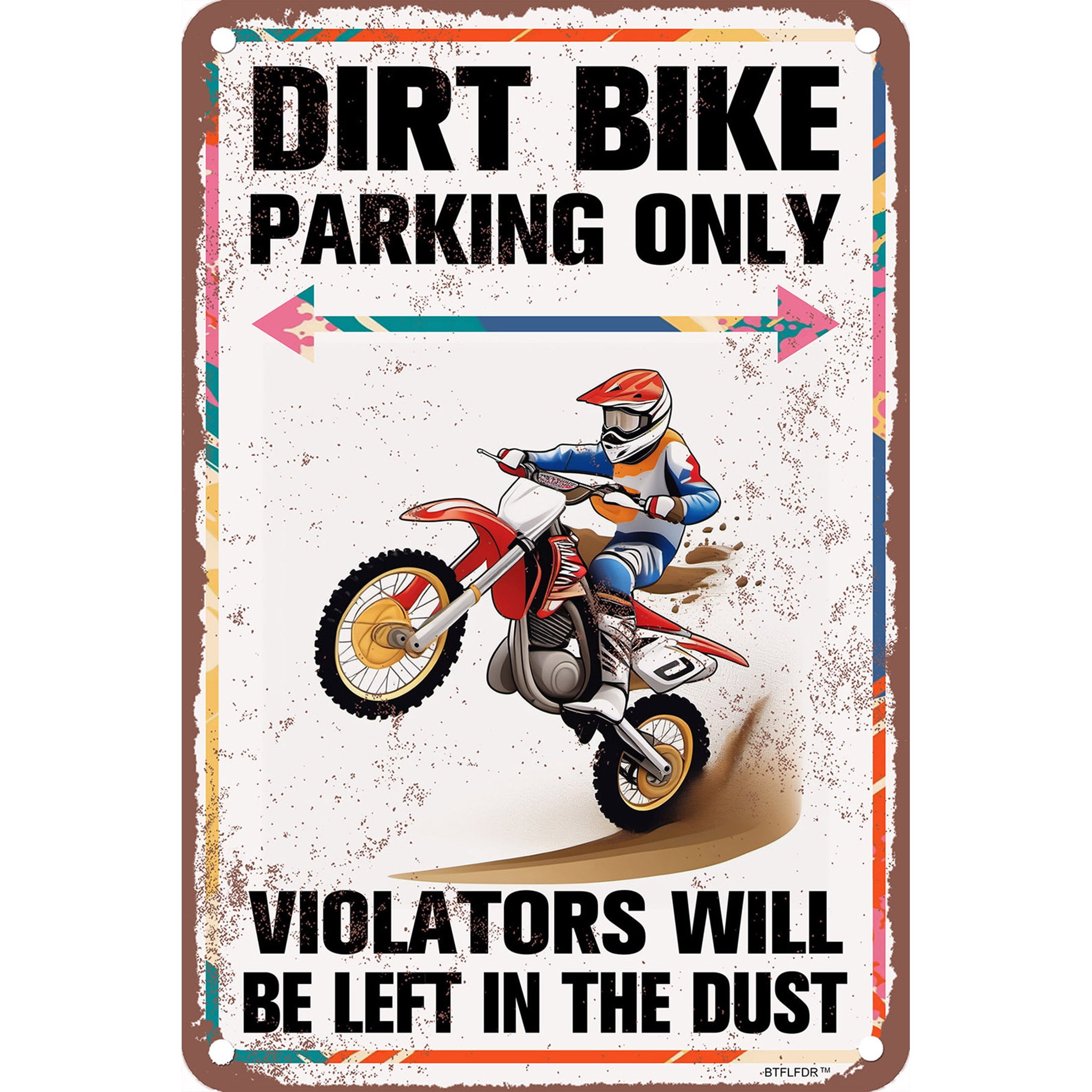 12" x 16" Retro Aluminium Signs Dirt Bike Parking Sign Room Decor Metal ...