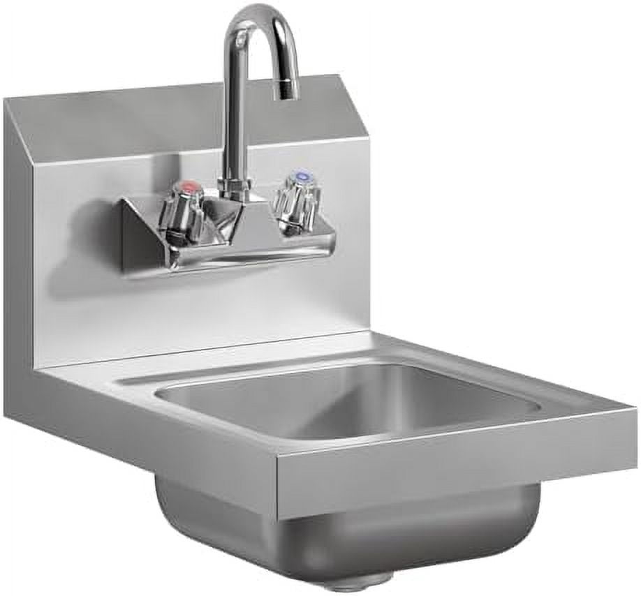 12" x 16" Stainless Steel Hand Sink | Commercial Wall Mount Hand Basin ...