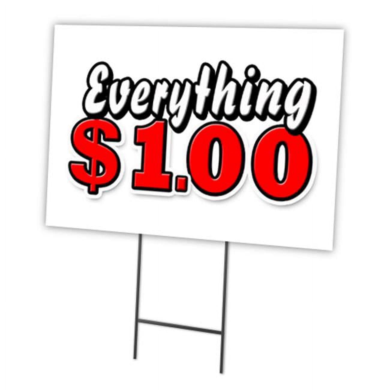 12 x 16 in. Everything 1 Dollar Yard Sign & Stake Outdoor Plastic ...