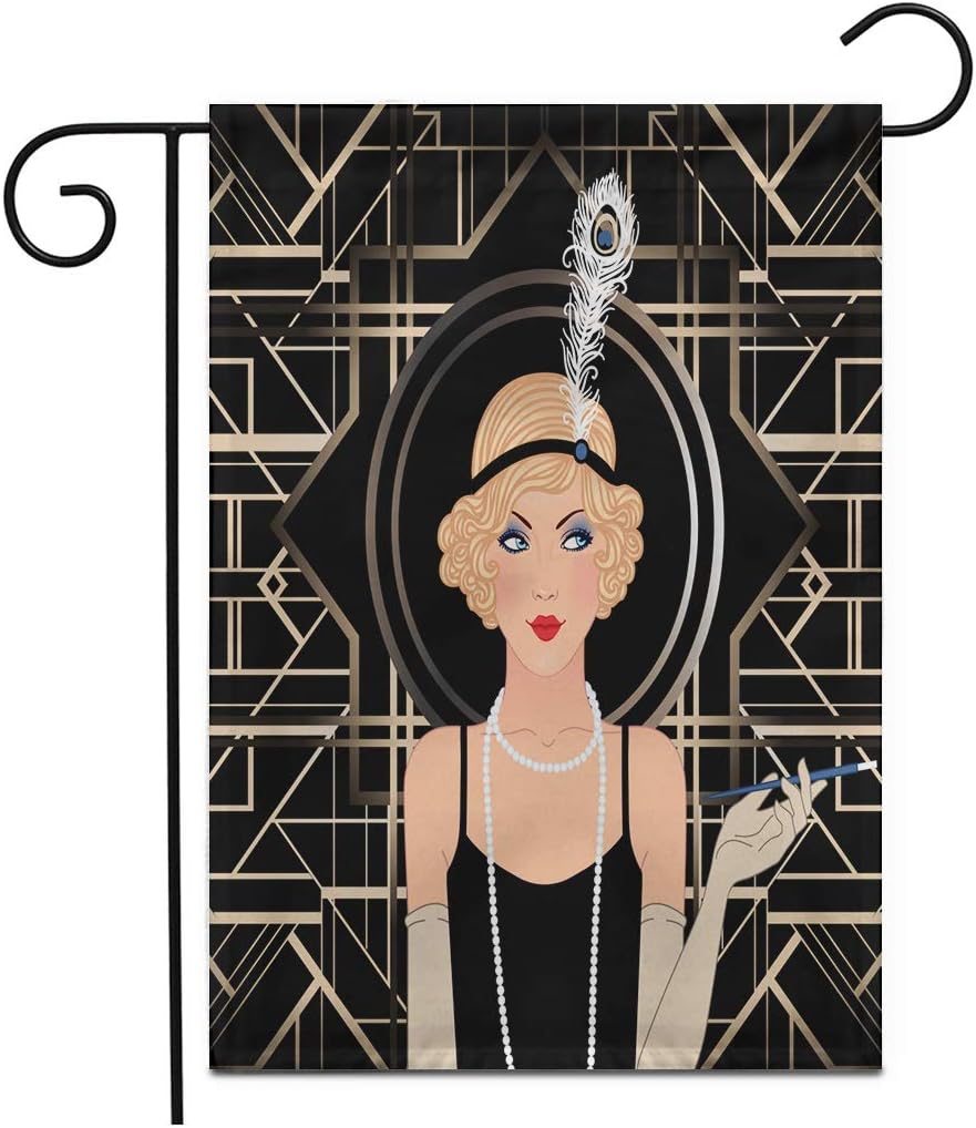 12"x 18" Garden Flag Flapper Girl Retro Party Invitation Design Gatsby ...