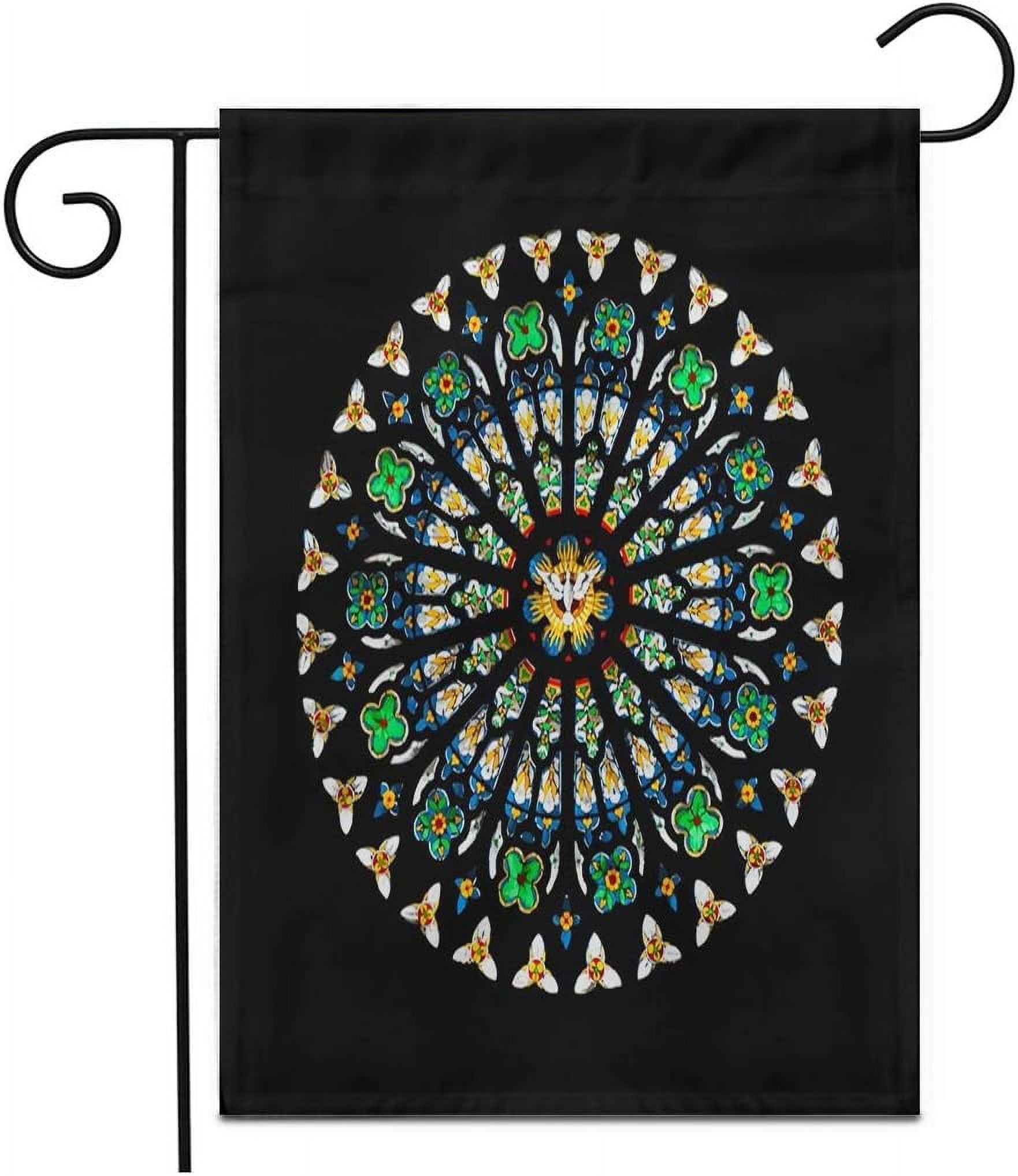 12"x 18" Garden Flag Gothic Rose Stained Glass Window Round Cathedral ...