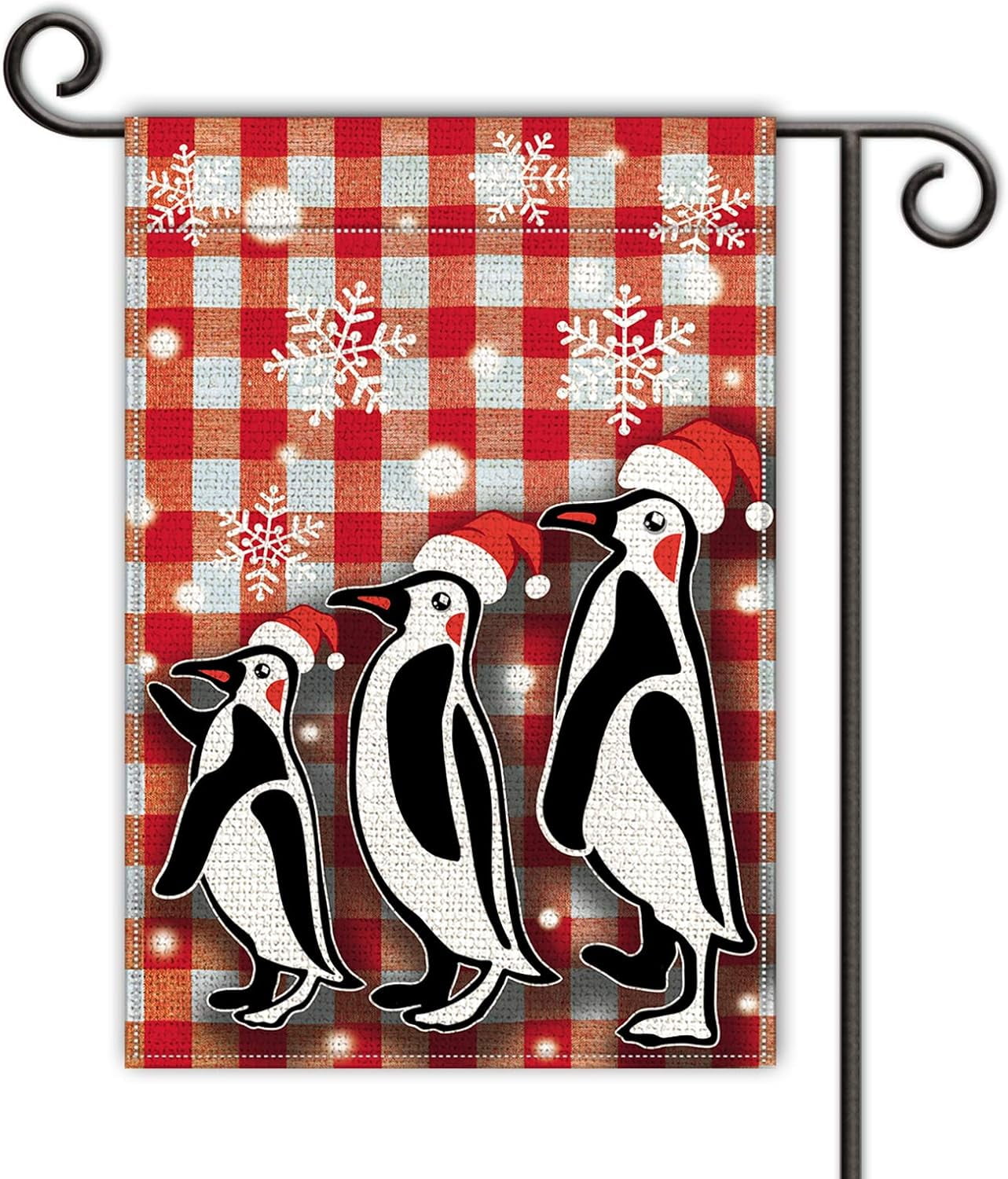 12 x 18 Inch Winter Penguin Garden Flags Vertical Double Sided Red and ...