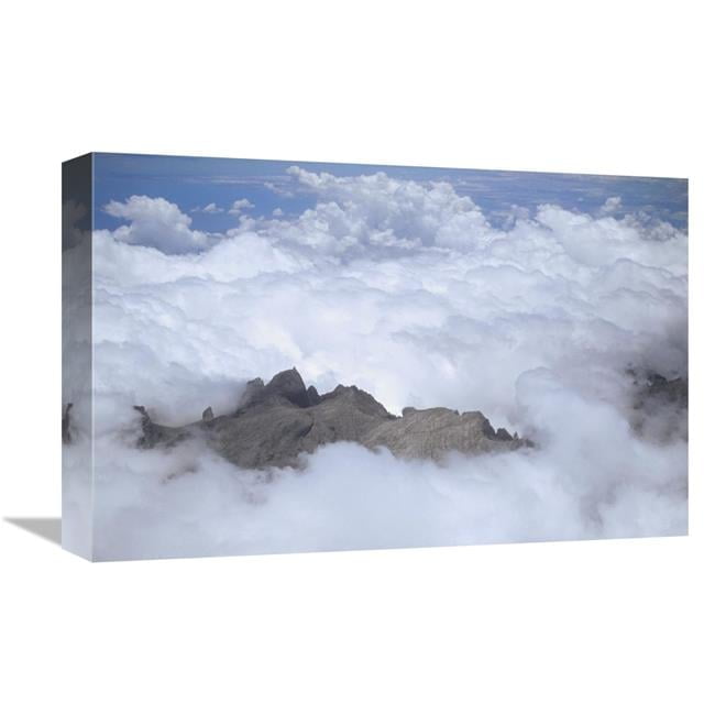 12 x 18 in. Aerial VIew of Mt Kinabalu Shrouded in Clouds, Borneo ...