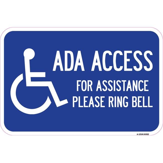 12 x 18 in. Aluminum Sign - Ada Access for Assistance Ring Bell with ...