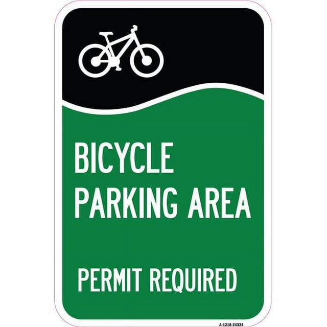 12 x 18 in. Aluminum Sign - Bicycle Parking Area - Permit Required with ...