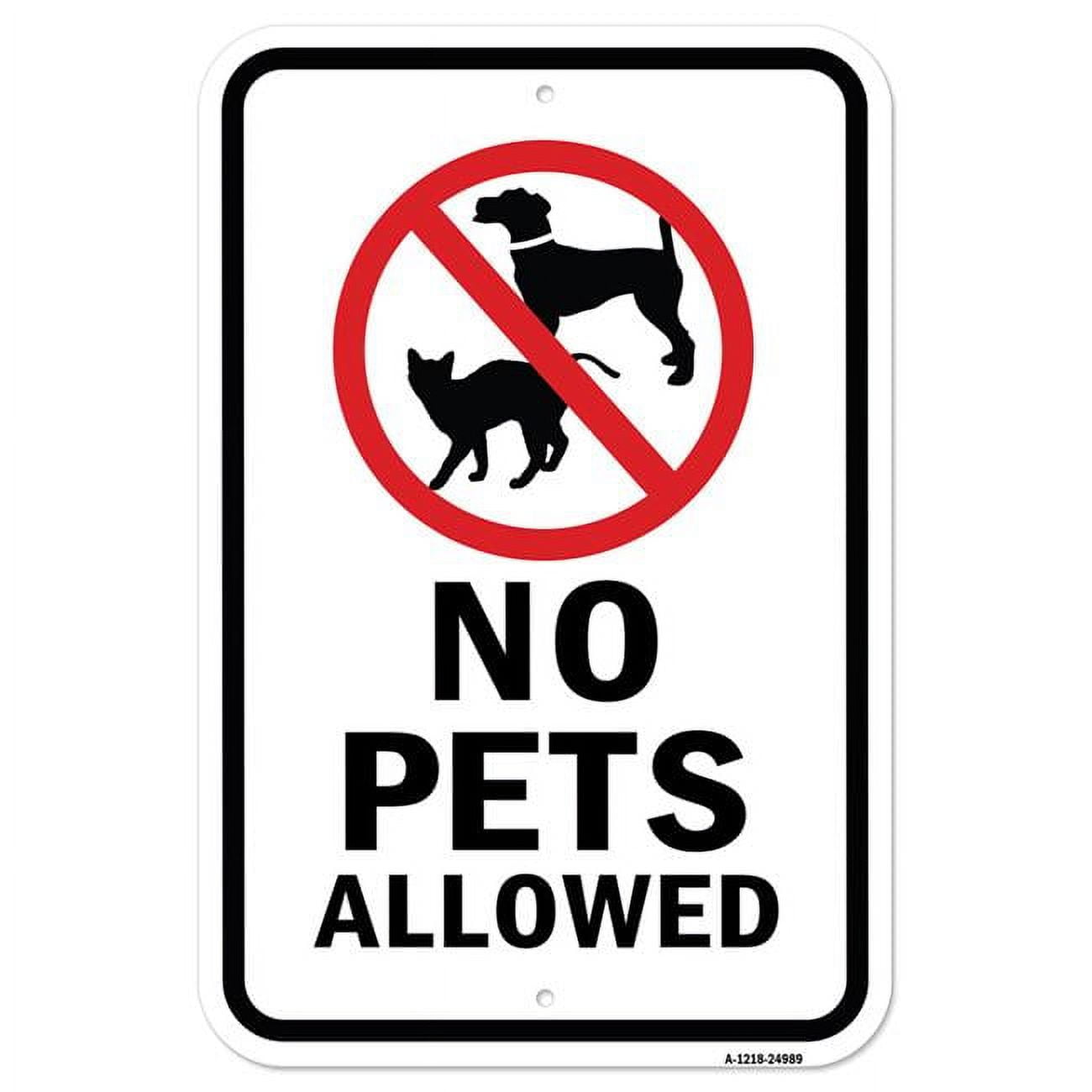 12 x 18 in. Aluminum Sign - Black Letters No Pets Allowed with Dog ...