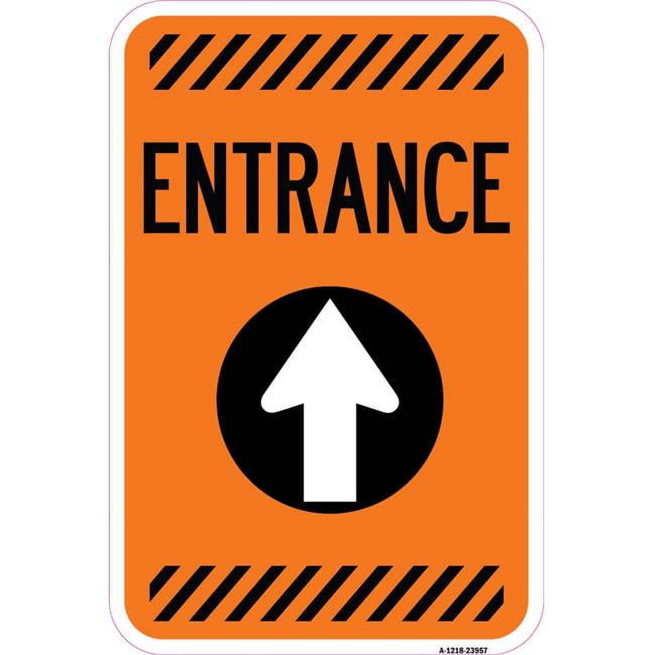 12 x 18 in. Aluminum Sign - Flex Post Entrance with Straight Ahead ...