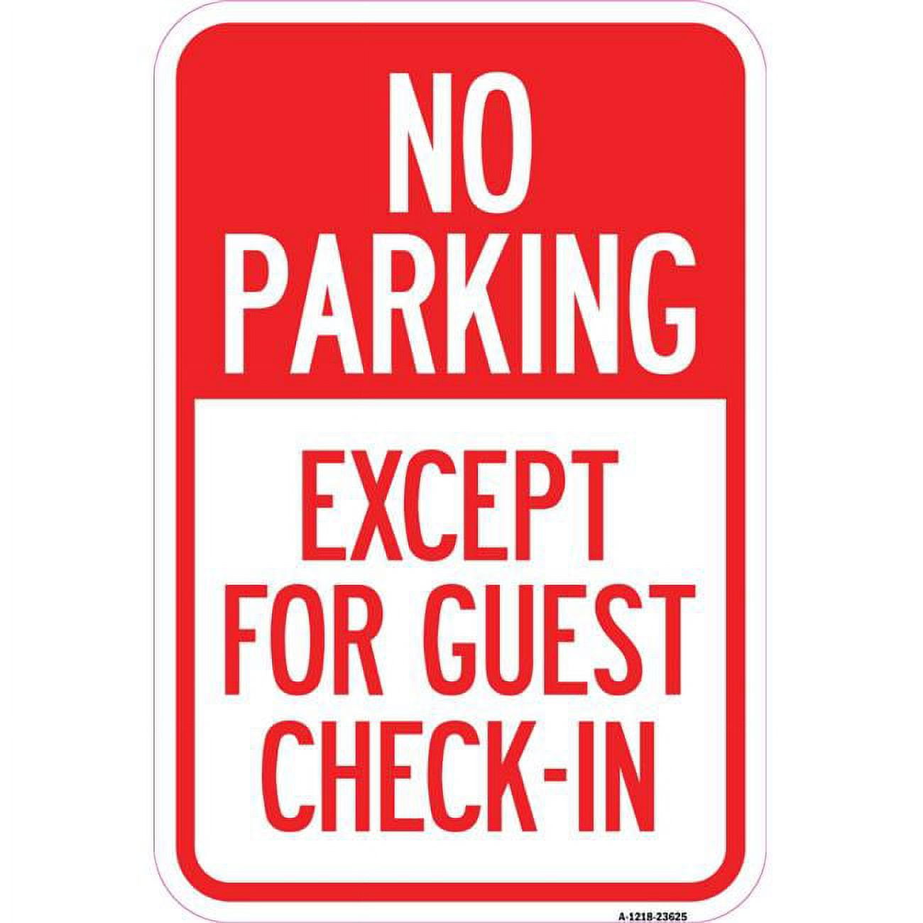12 x 18 in. Aluminum Sign - No Parking Except for Guest Check-In ...