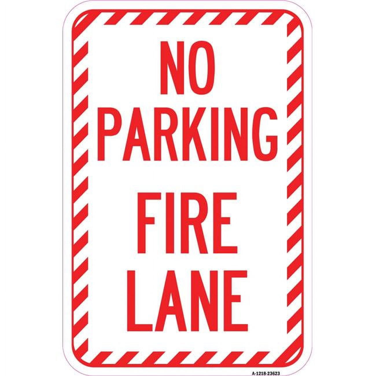 12 x 18 in. Aluminum Sign - No Parking Fire Lane with Striped Border ...