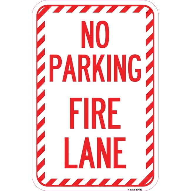 12 x 18 in. Aluminum Sign - No Parking Fire Lane with Striped Border ...