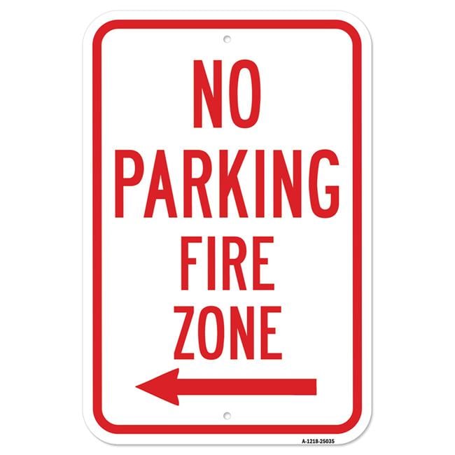 12 x 18 in. Aluminum Sign - No Parking Fire Zone with Left Arrow ...