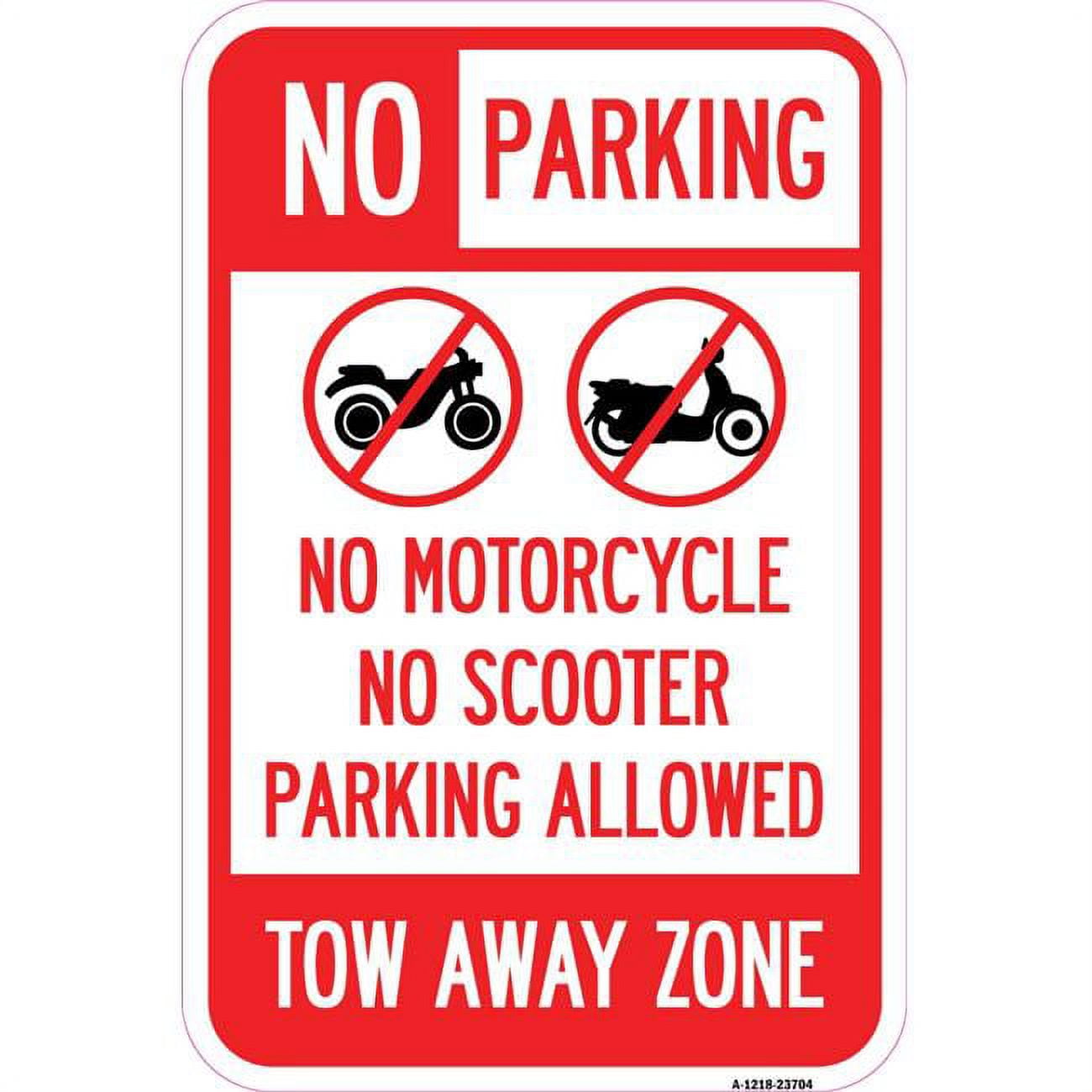12 x 18 in. Aluminum Sign - No Parking No Motorcycle No Scooter Parking ...