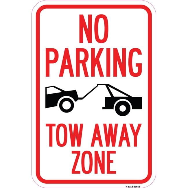 12 x 18 in. Aluminum Sign - No Parking Tow Away Zone with Tow Truck ...