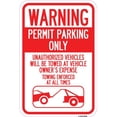 12 x 18 in. Aluminum Sign - No Parking without Permit Warning Sign ...
